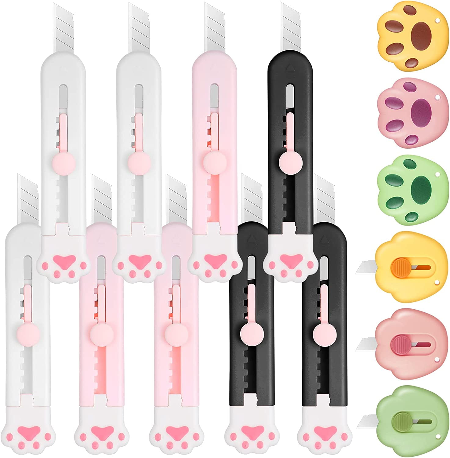 18 Pieces Mini Retractable Utility Knife Kawaii Paw Box Cutter Small ...