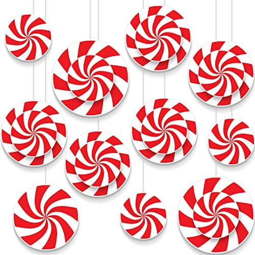 18 Pieces Peppermint Candy Cutouts Christmas Candy Cutouts with Glue ...