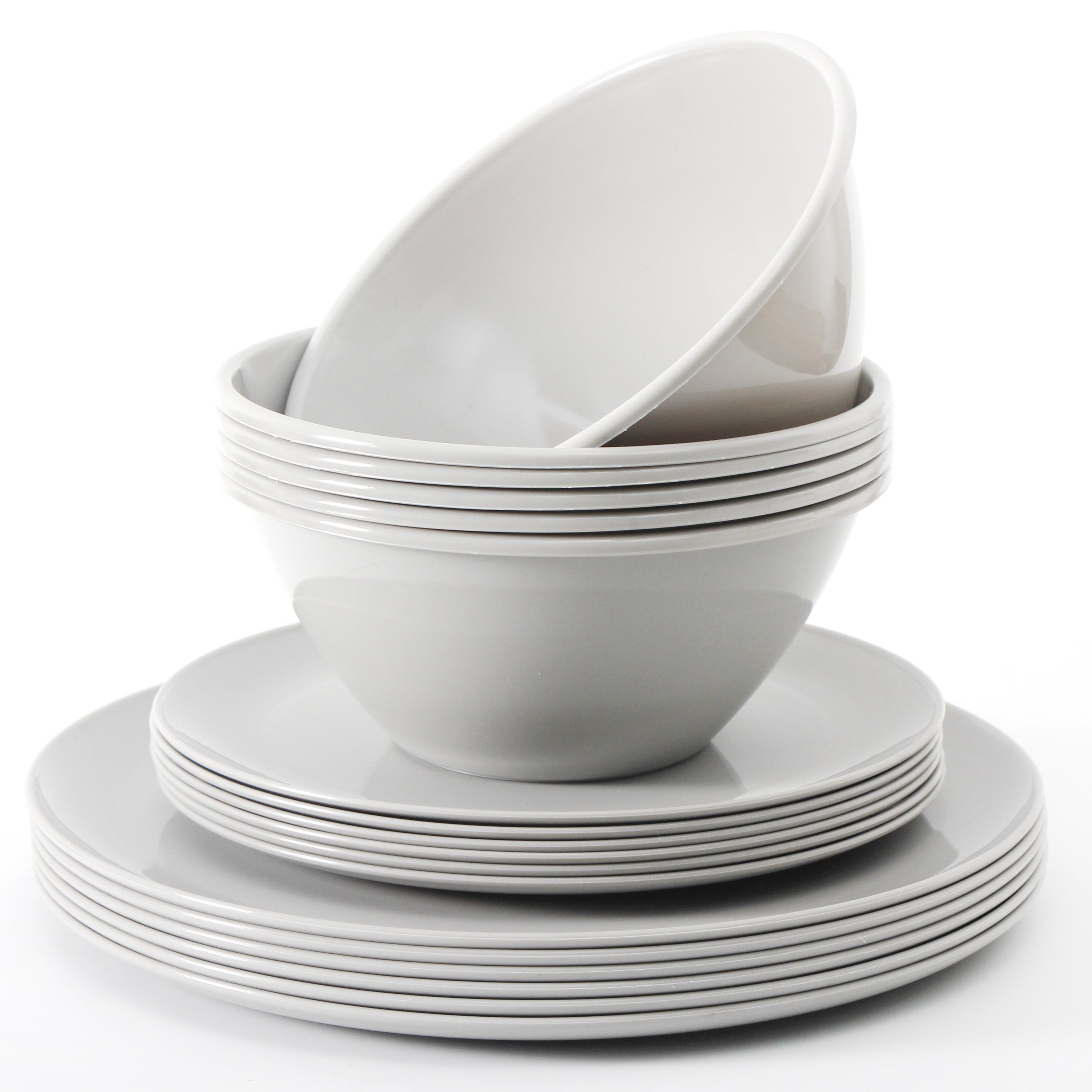 18 Pieces Plastic Kitchen Dinnerware Set, Plates (8 Inch & 10 Inch ...