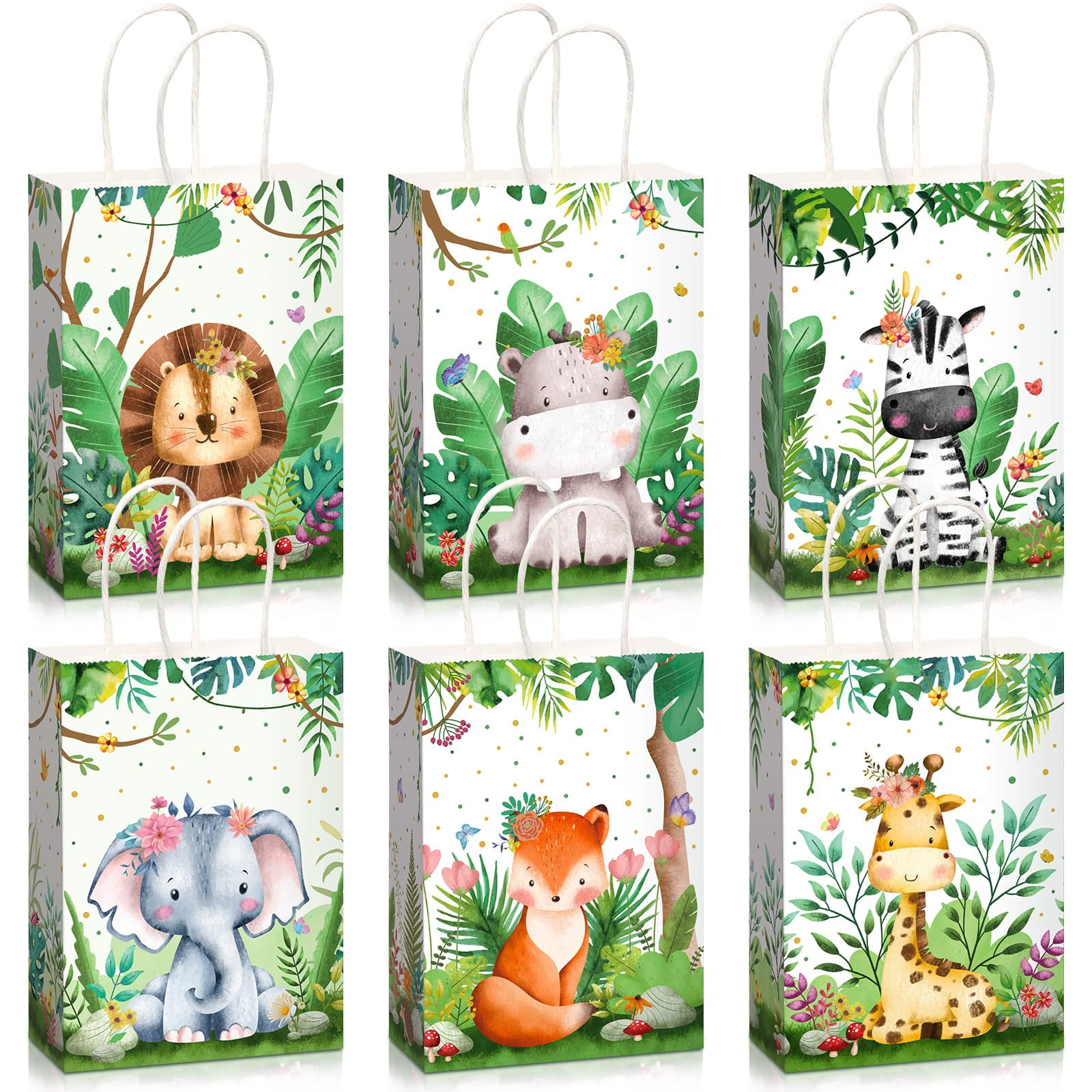 18 Pieces Safari Goodie Bags - Jungle Animals Party Favor Bags Gift ...