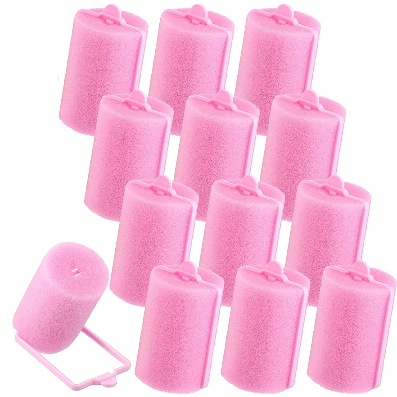 Happon Set of 18 Flexible Sleeping Sponge Hair Rollers, Pink Soft Foam ...