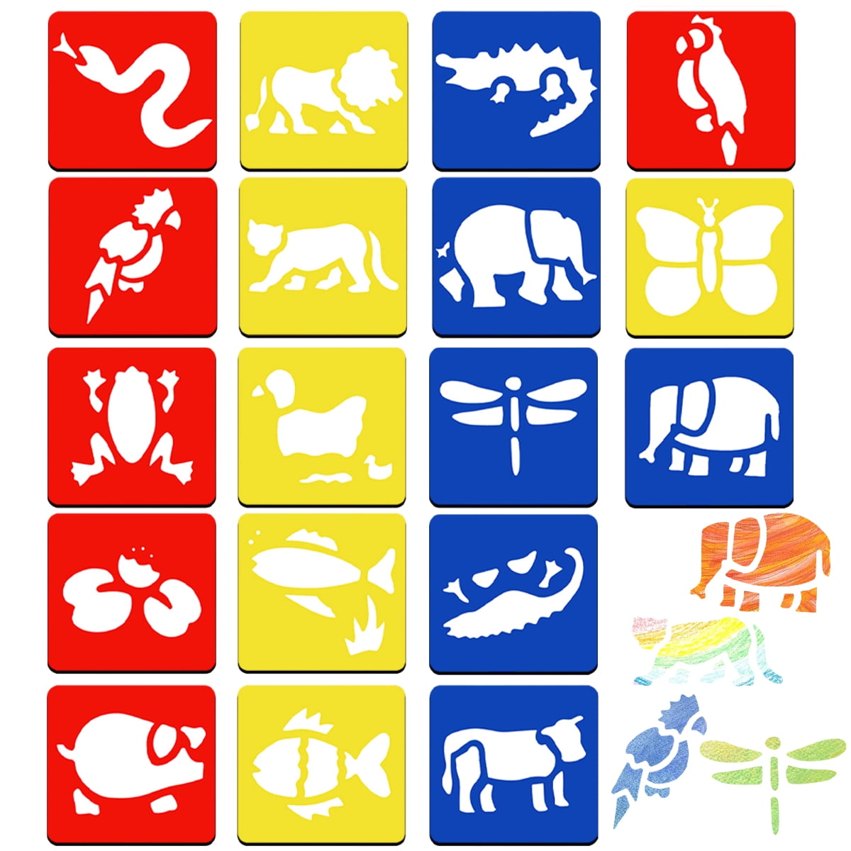 18 Pieces Stencils Kids Painting Stencils Set, 14 X 15 Cm Cartoon ...