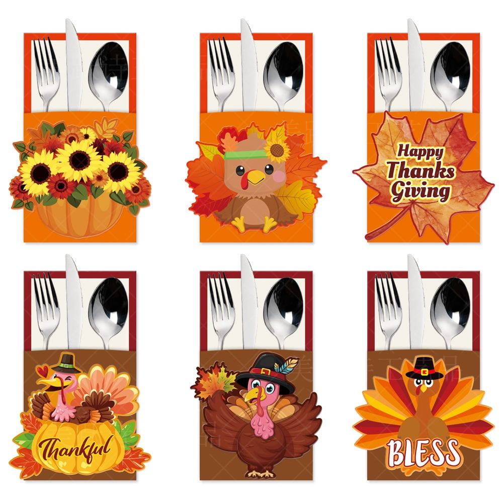 18 Pieces Thanksgiving Cutlery Holders Silverware Paper Pocket Pouch ...