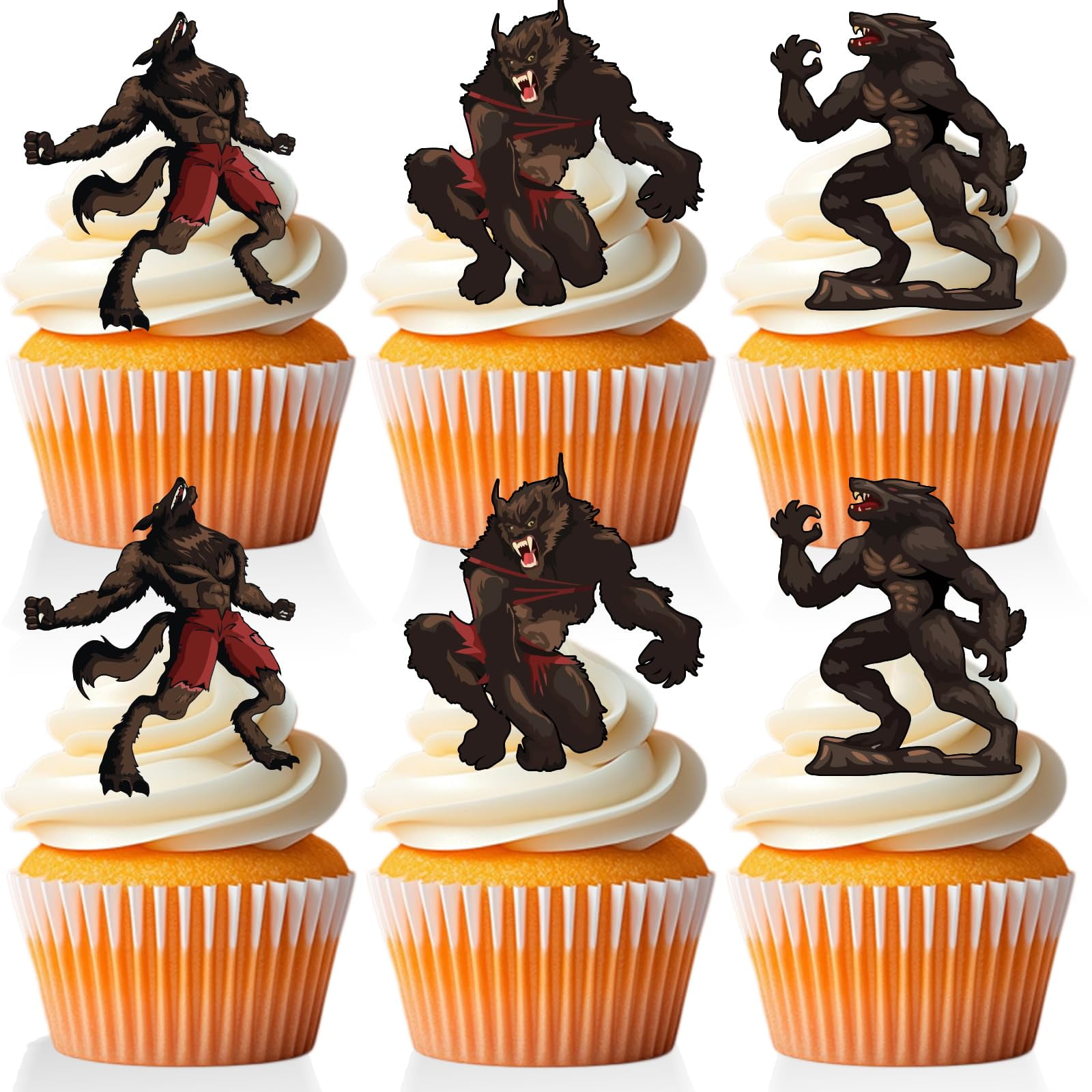 18 Pieces Werewolf Cupcake Toppers for BSL1 Kids Adults Halloween ...