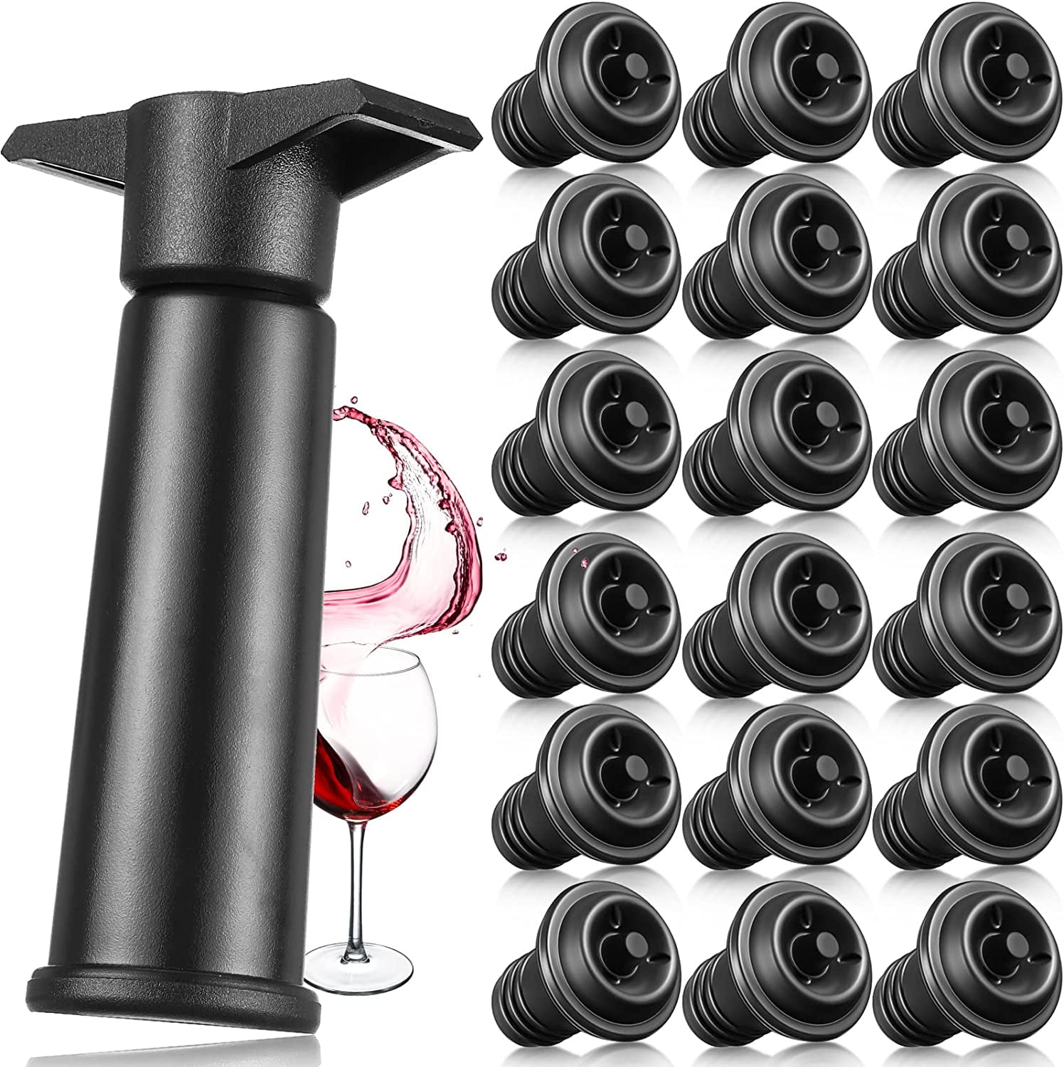 18 Pieces Wine Saver Pump with Vacuum Reusable Preserver Practical Wine ...