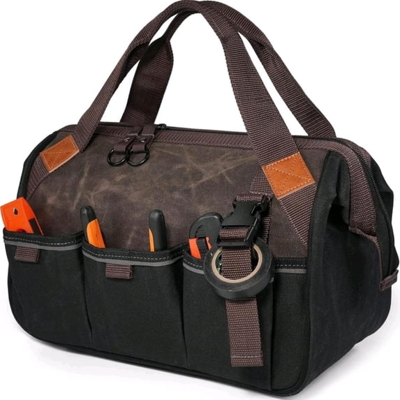 18 Pockets Electrician Tools Bag,14" Heavy Duty Plumber Tool Bags ...