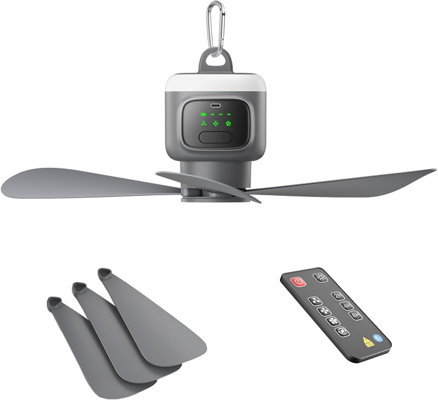 18' Portable Ceiling Fan with Light for Patio Canopy Tent Porch RV, 4 ...
