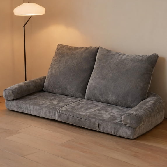 18-Position Adjustable 2-Seater Convertible Sofa Bed Classic Gray Metal ...
