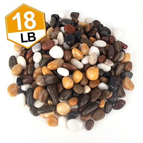 [18 Pounds] Aquarium Gravel River Rock, Natural Polished Decorative ...