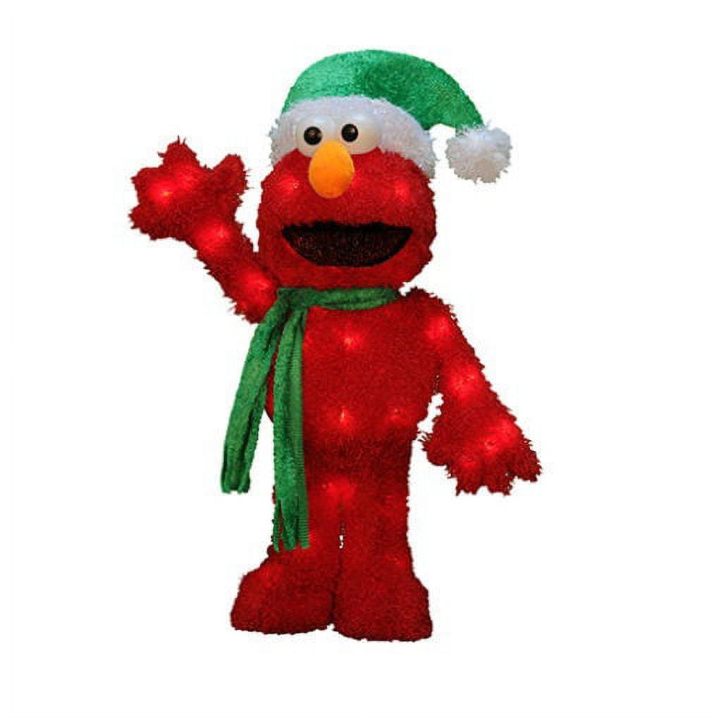 18" Pre-Lit 3-D Sesame Street Waving Elmo Christmas Outdoor Decoration ...