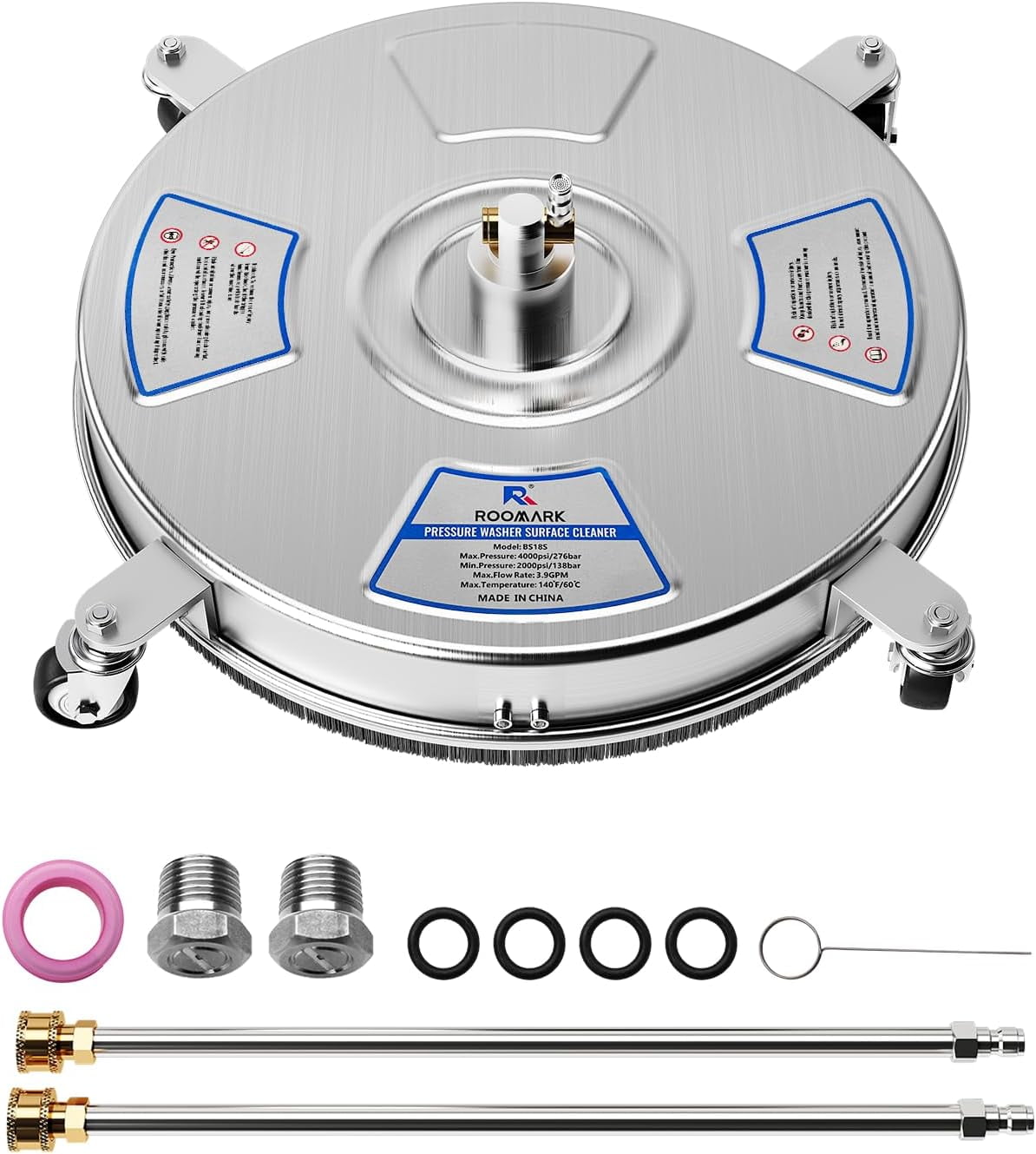 18" Pressure Washer Surface Cleaner, Stainless Steel Power Washer ...