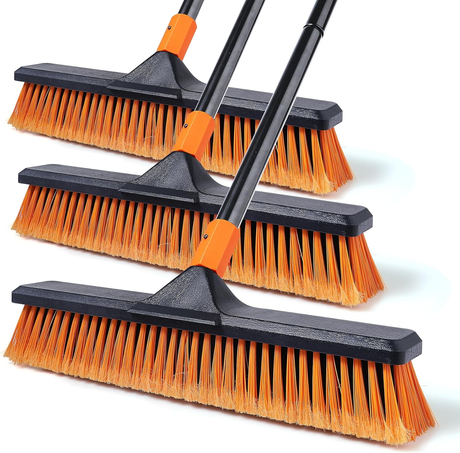 18" Push Broom Outdoor with 65” Extendable Long Handle, Stiff Bristle ...