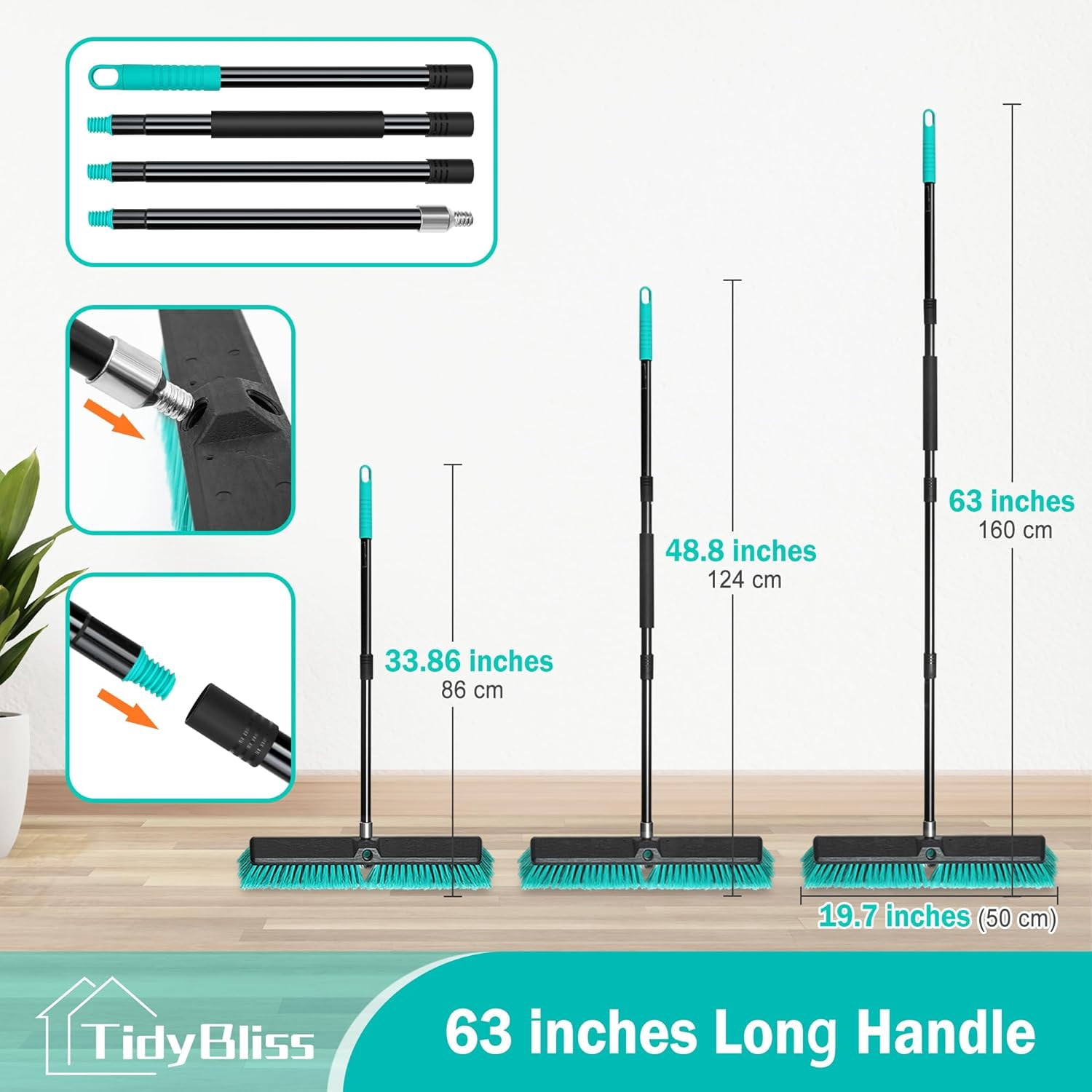 18” Push Broom Outdoor Heavy Duty 3 Pack, Large Commercial Stiff ...