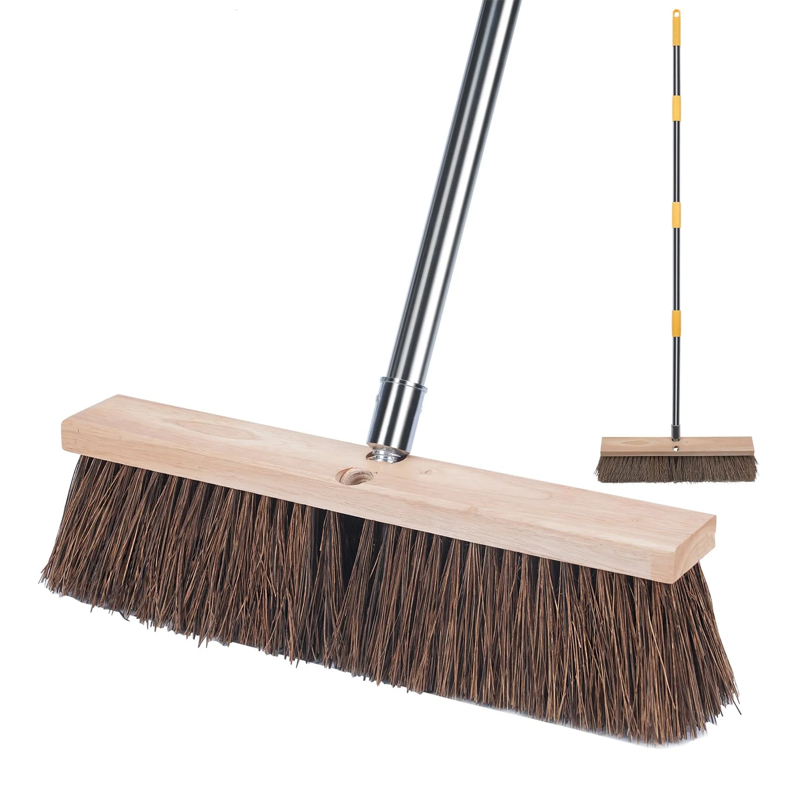 18" Push Broom Outdoor Heavy Duty - 65" Long Handle Large Wide Shop ...