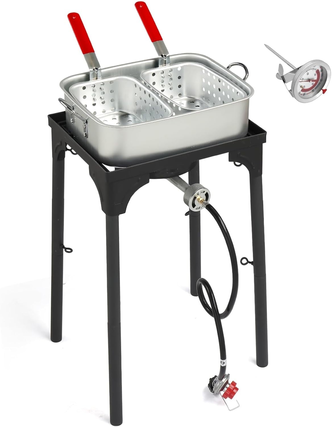 18 QT Aluminum Fish Fryers Outdoor Cooking Pot, 55,000 BTU Propane Deep ...