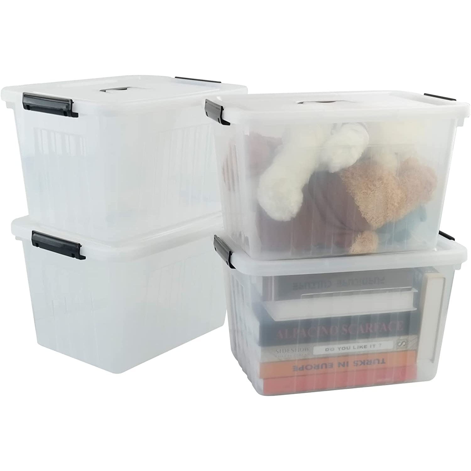 18 Qt. Large Plastic Storage Box, Clear Plastic Box, 4 Pack - Walmart.com