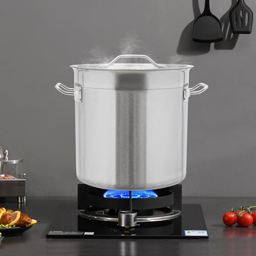 18 Qt Large StockPot, Thicked Stainless Steel Stock Pot with Lid and ...