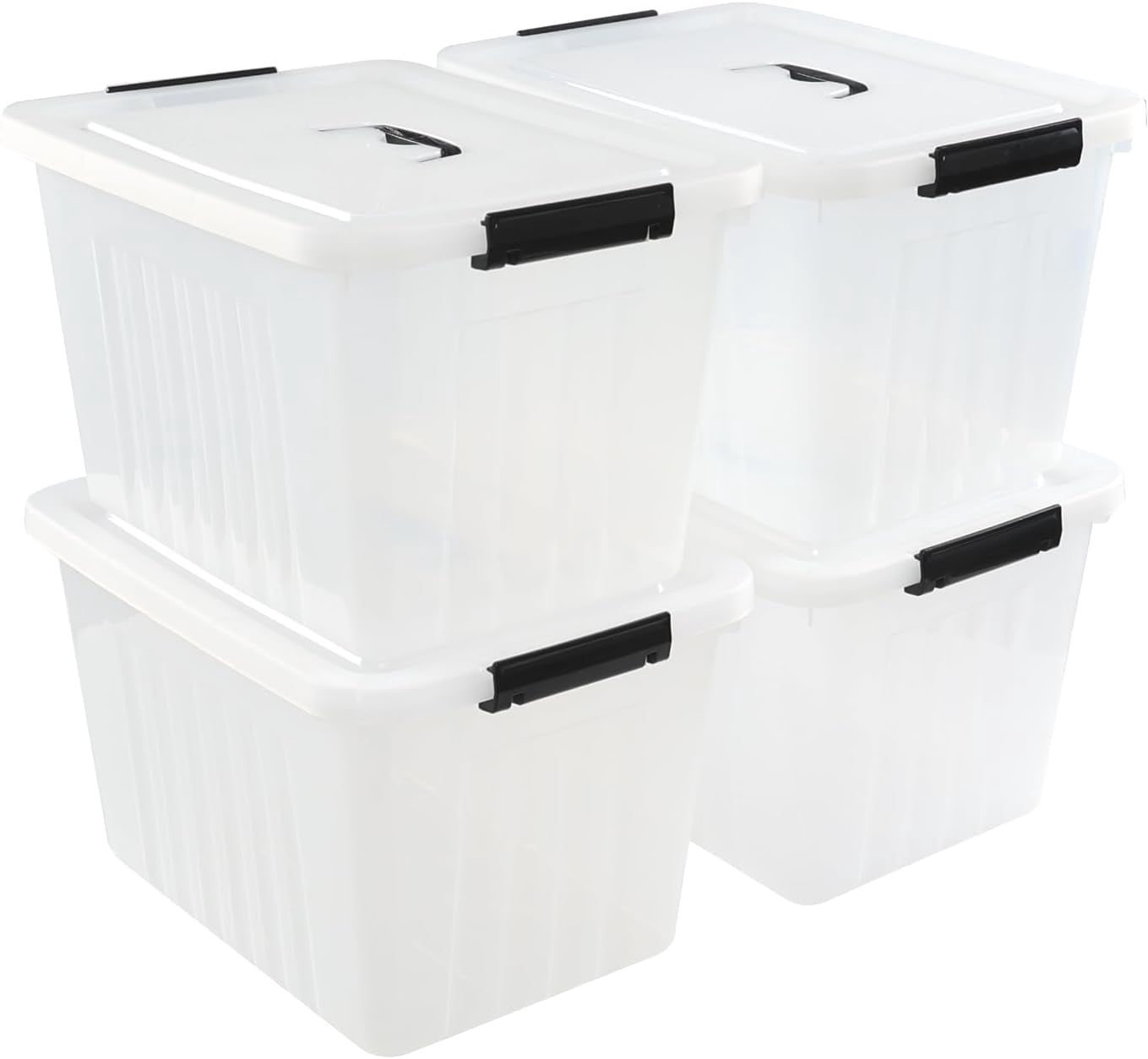 18 Quart Clear Plastic Storage Box with Lid, Latching Bins with Handle ...