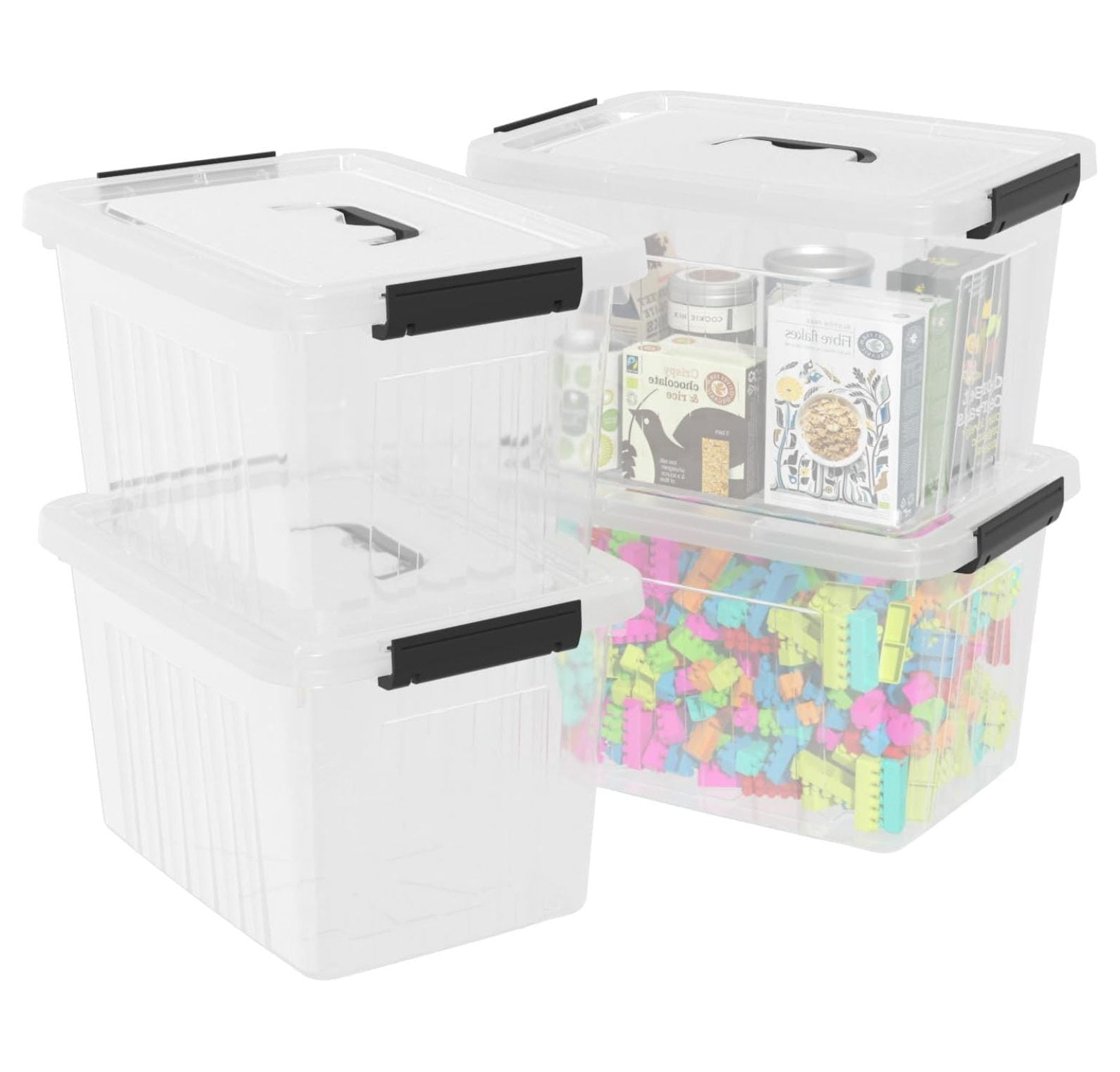 18 Quart Plastic Storage Bins with Lid, Clear Plastic Storage Tote, 4 ...