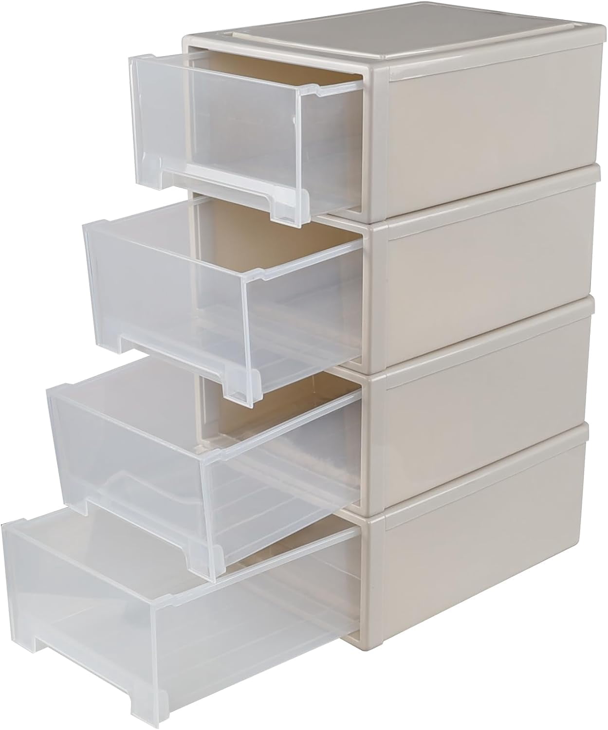 18 Quart Plastic Storage Drawers, Large Stackable Drawer Unit, 4 Packs ...