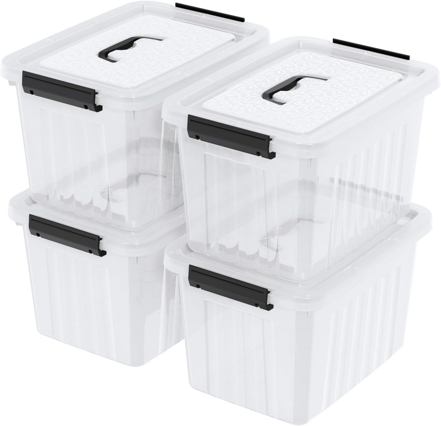 18 Quart Plastic Storage Latch Box with Handle, Clear Latching Bin with ...