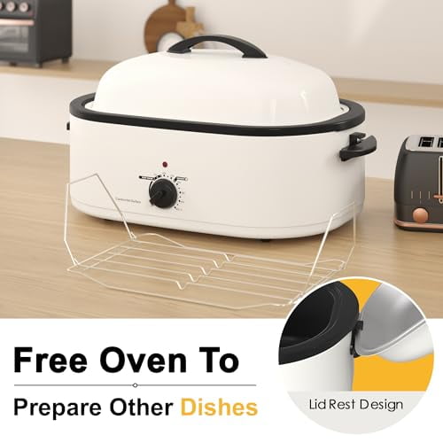 18 Quart Roaster Oven with Self-Basting Lid, Large Electric Turkey ...