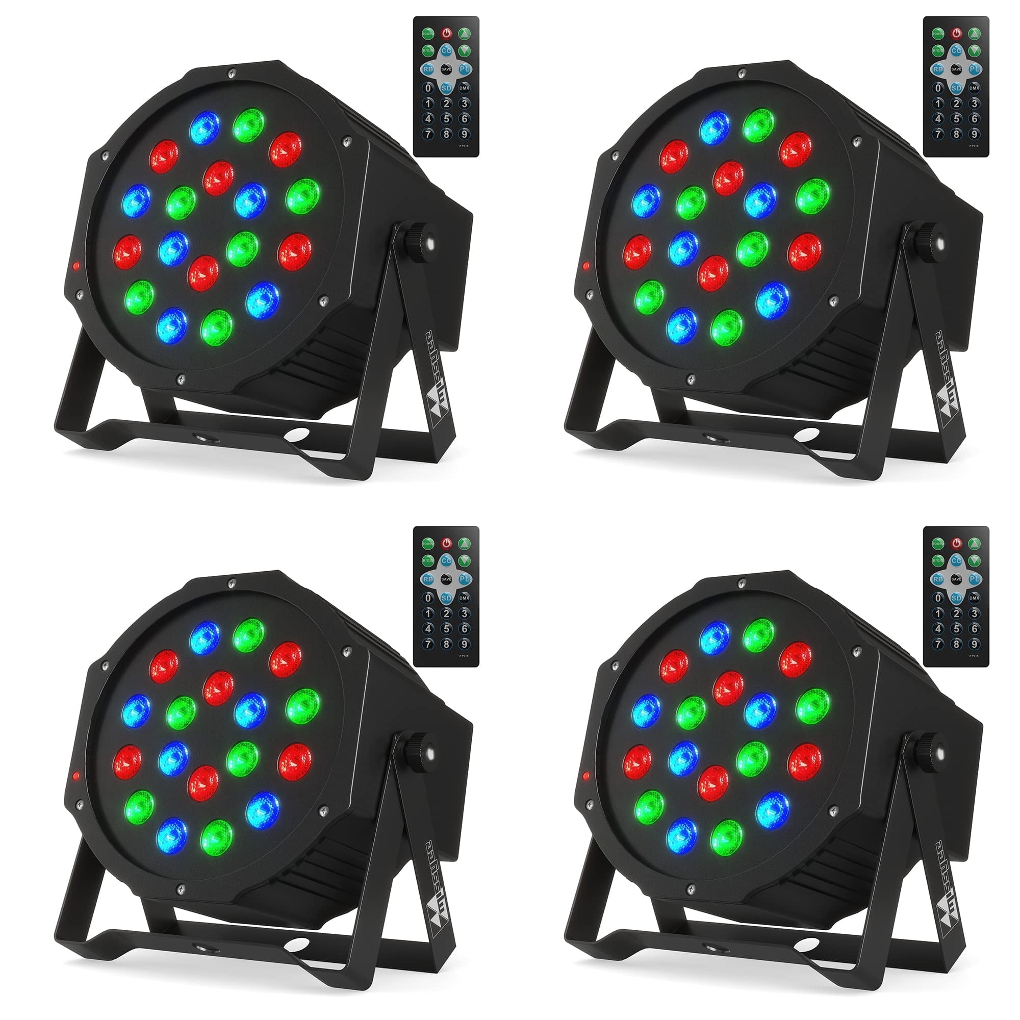18 RGB LED DJ Stage Uplight -DMX Control Sound Activated with Remote ...