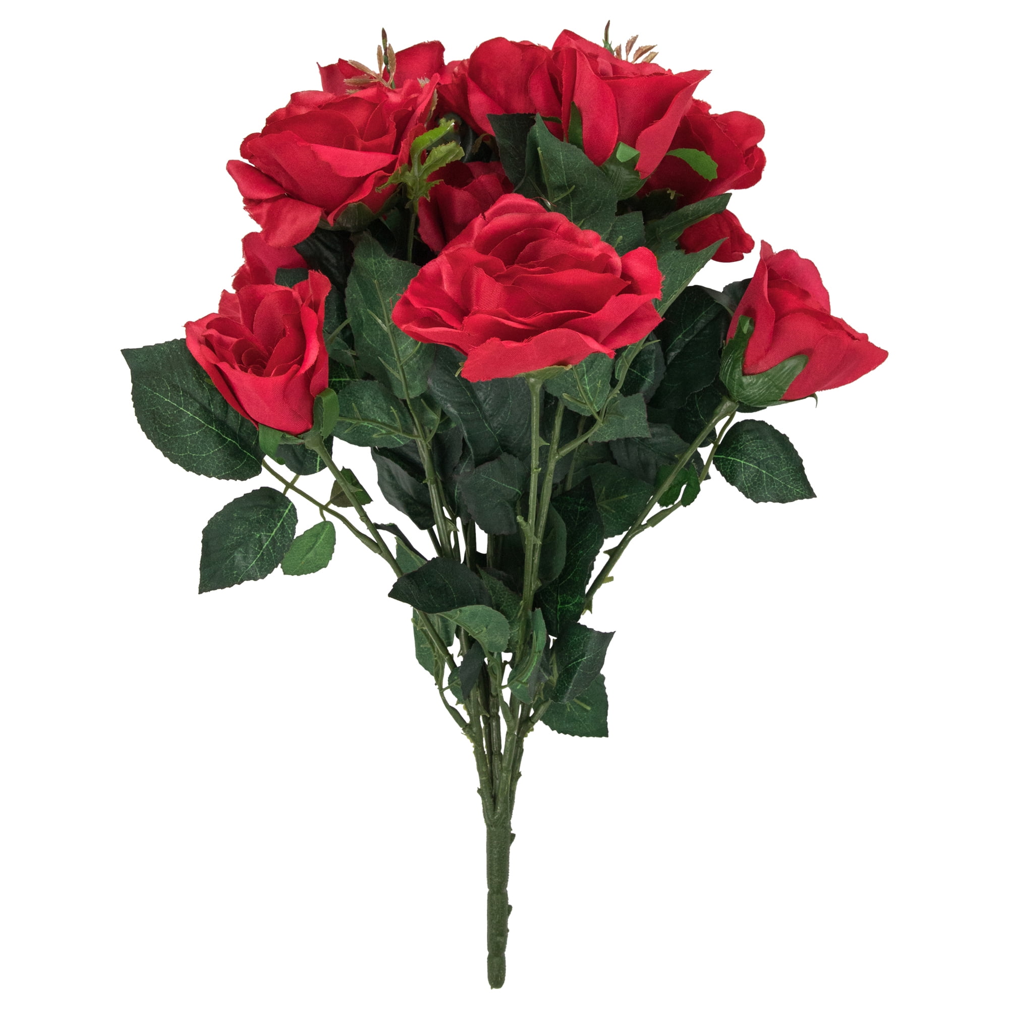 18" Red Artificial Floral Rose Bush - Walmart.com