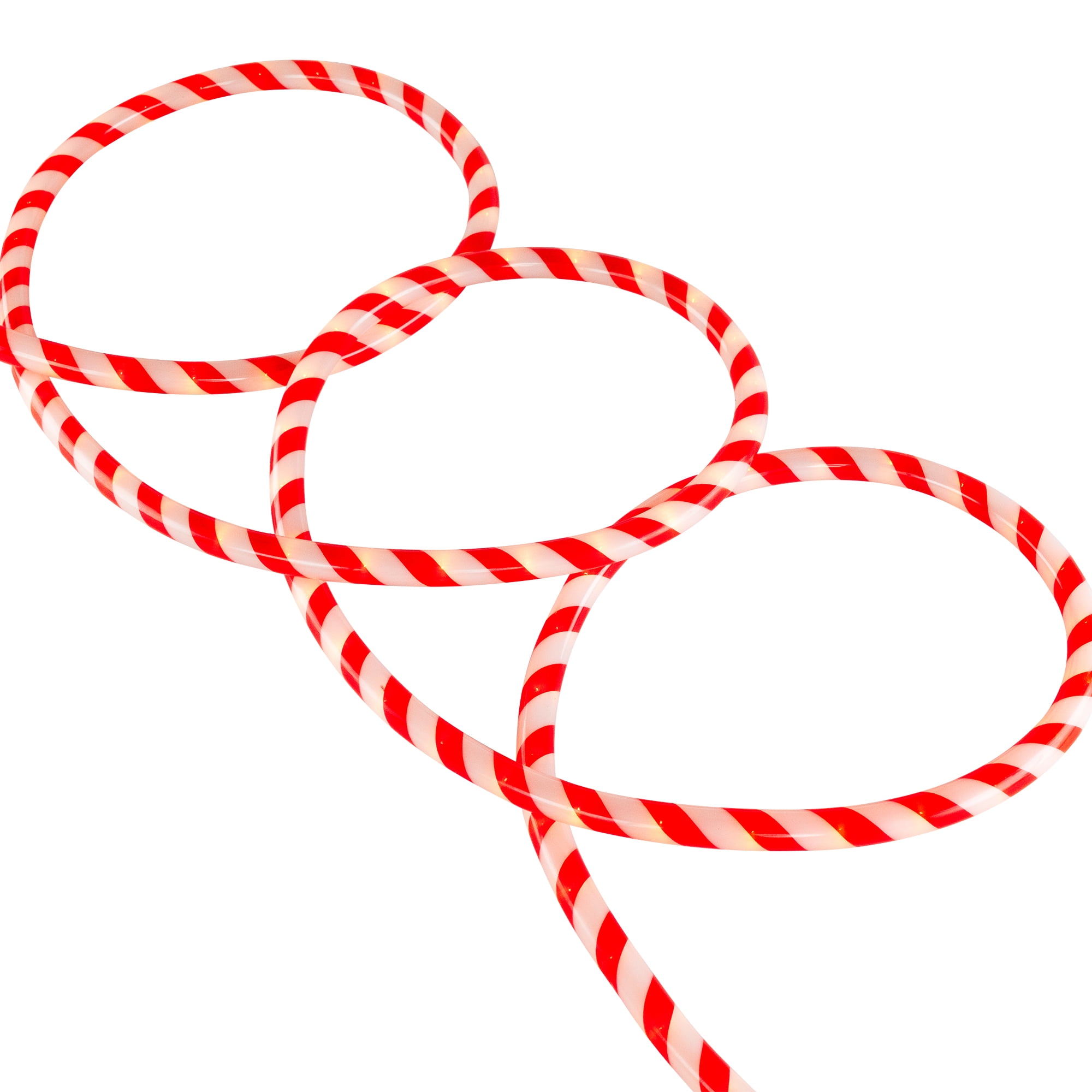 18' Red and White Striped Candy Cane Outdoor Christmas Rope Lights ...