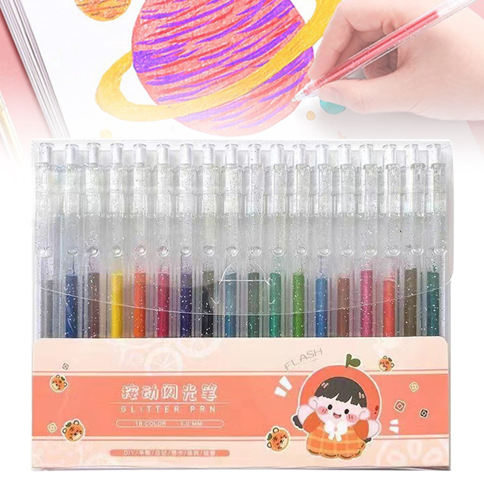 18 Retractable Glitter Gel Pens C by Dusknt Moveable Glitter Glue Pen ...