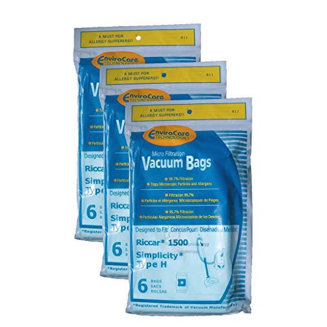 18 Riccar Simplicity Type H Canister Vacuum Cleaner Bags Fits Midsize ...