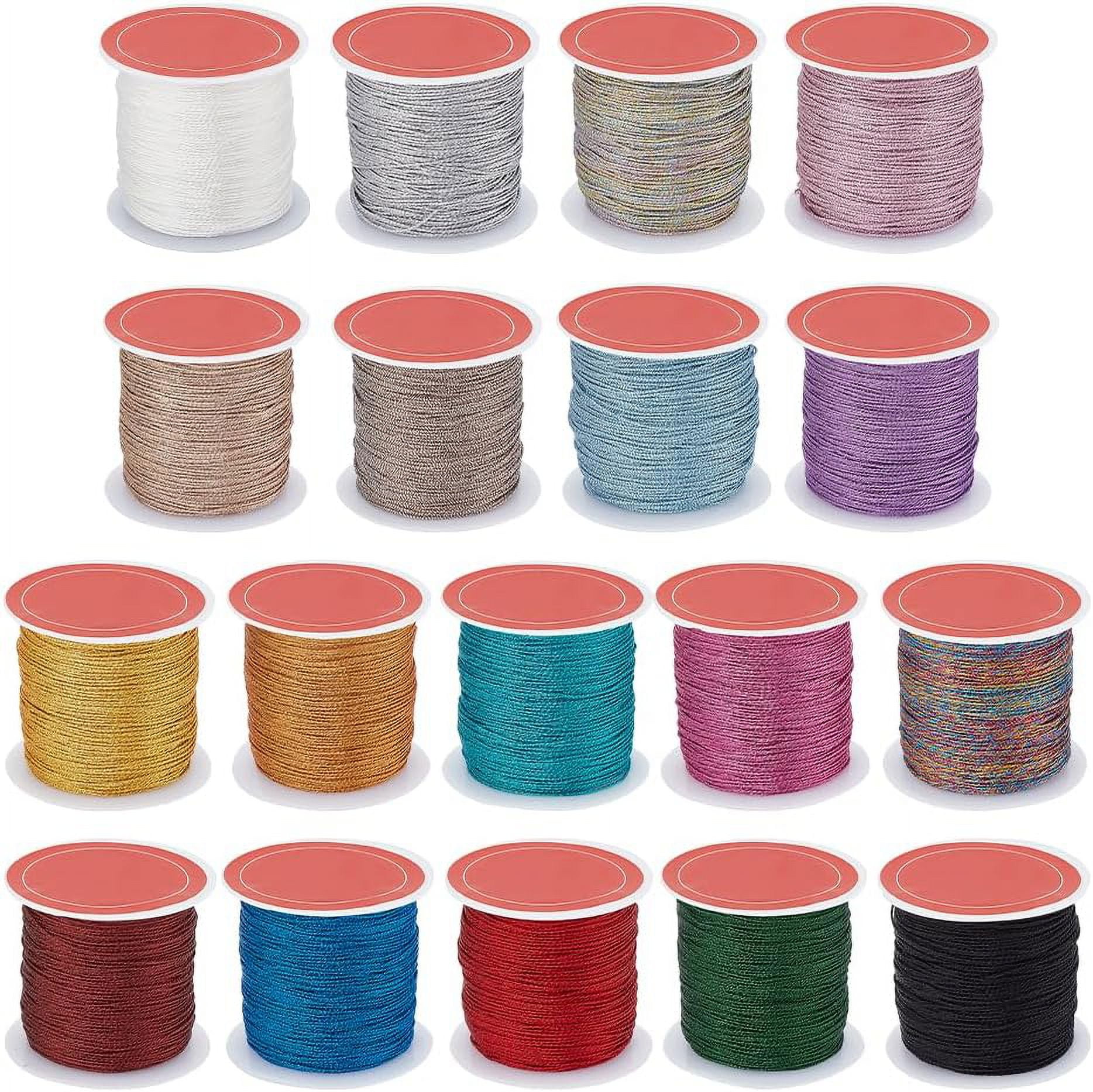 18 Rolls 669.24Yard Round Metallic Cord 18 Colors 9-Ply 0.6mm String ...