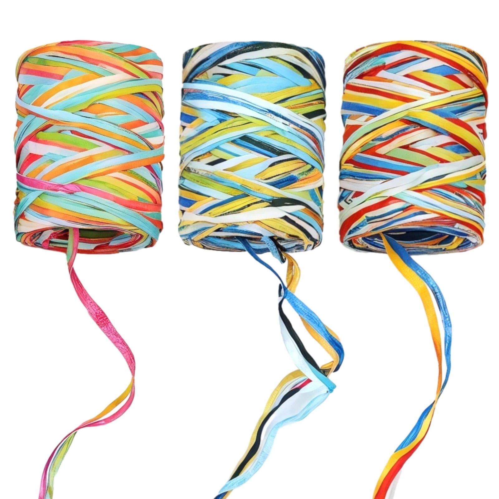 18 Rolls Paper Raffia Ribbon, Rainbow Gift Wrapping String, Colorful ...