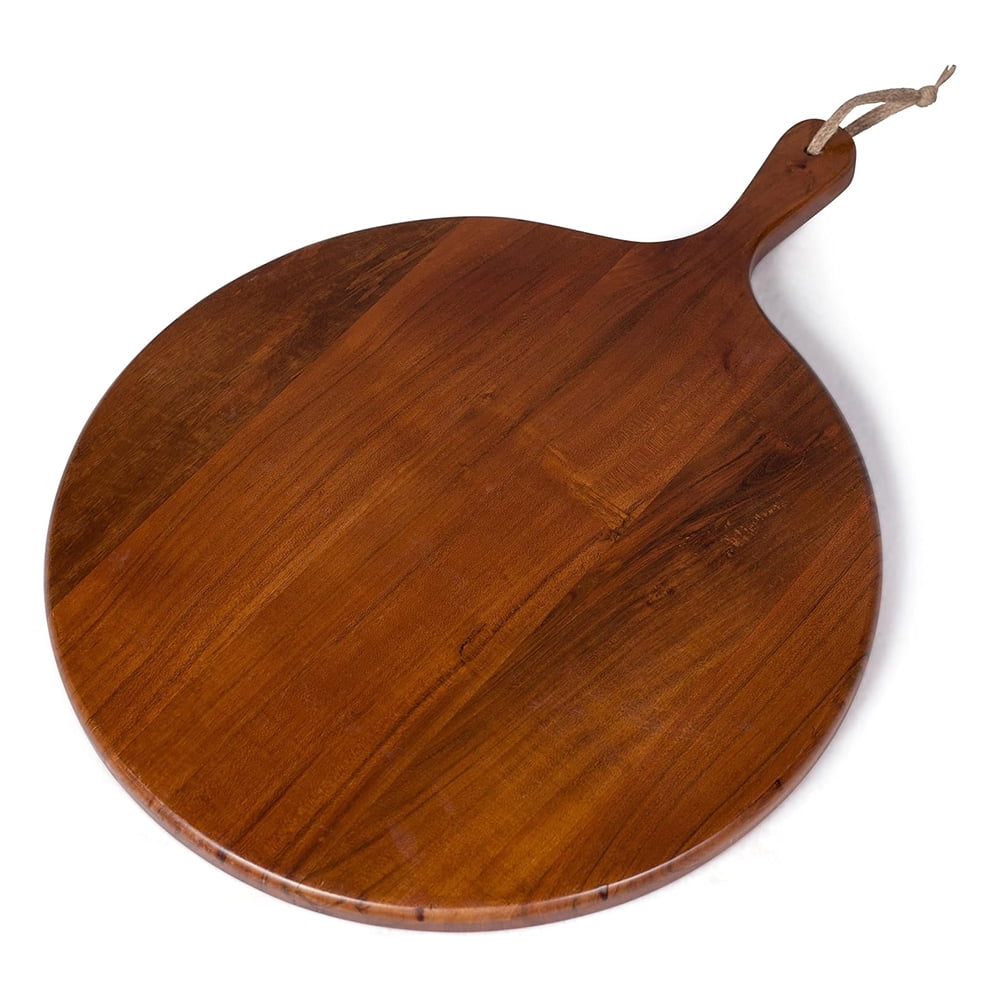 18” Round Acacia Wooden Cheese Serving Board | Wooden Kitchen Platter ...