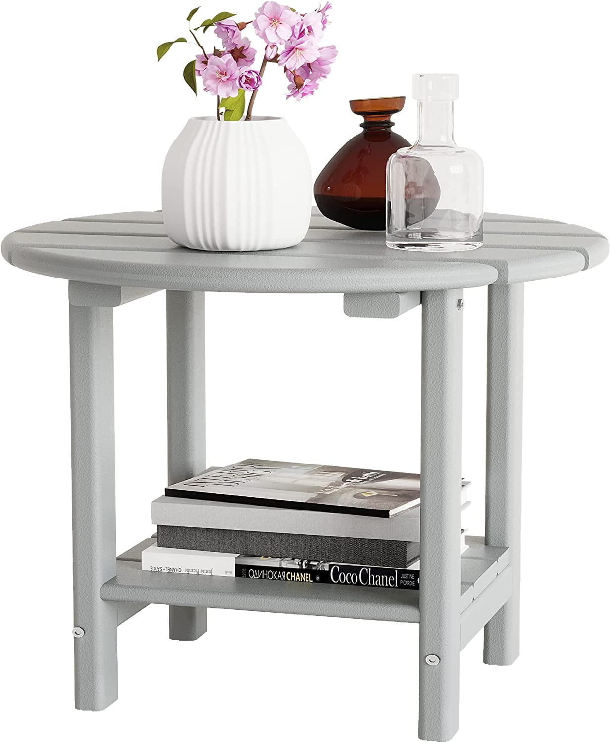 18" Round Side Table, Patio Adirondack Small End Table All Weather HDPE ...