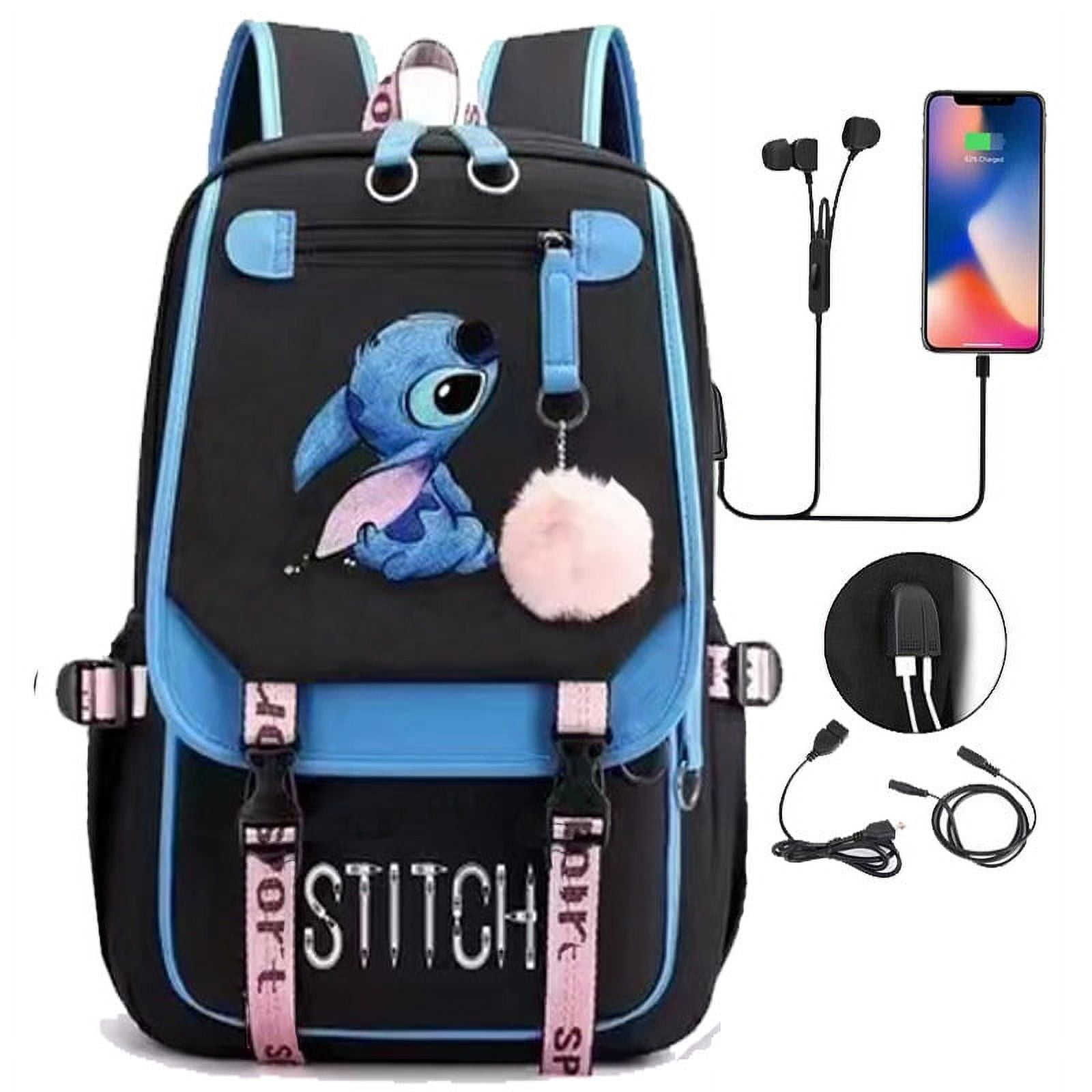 18 IN STI-TCH BACKPACK DAYPACK, USB Charging Computer Laptop BACKPACK ...