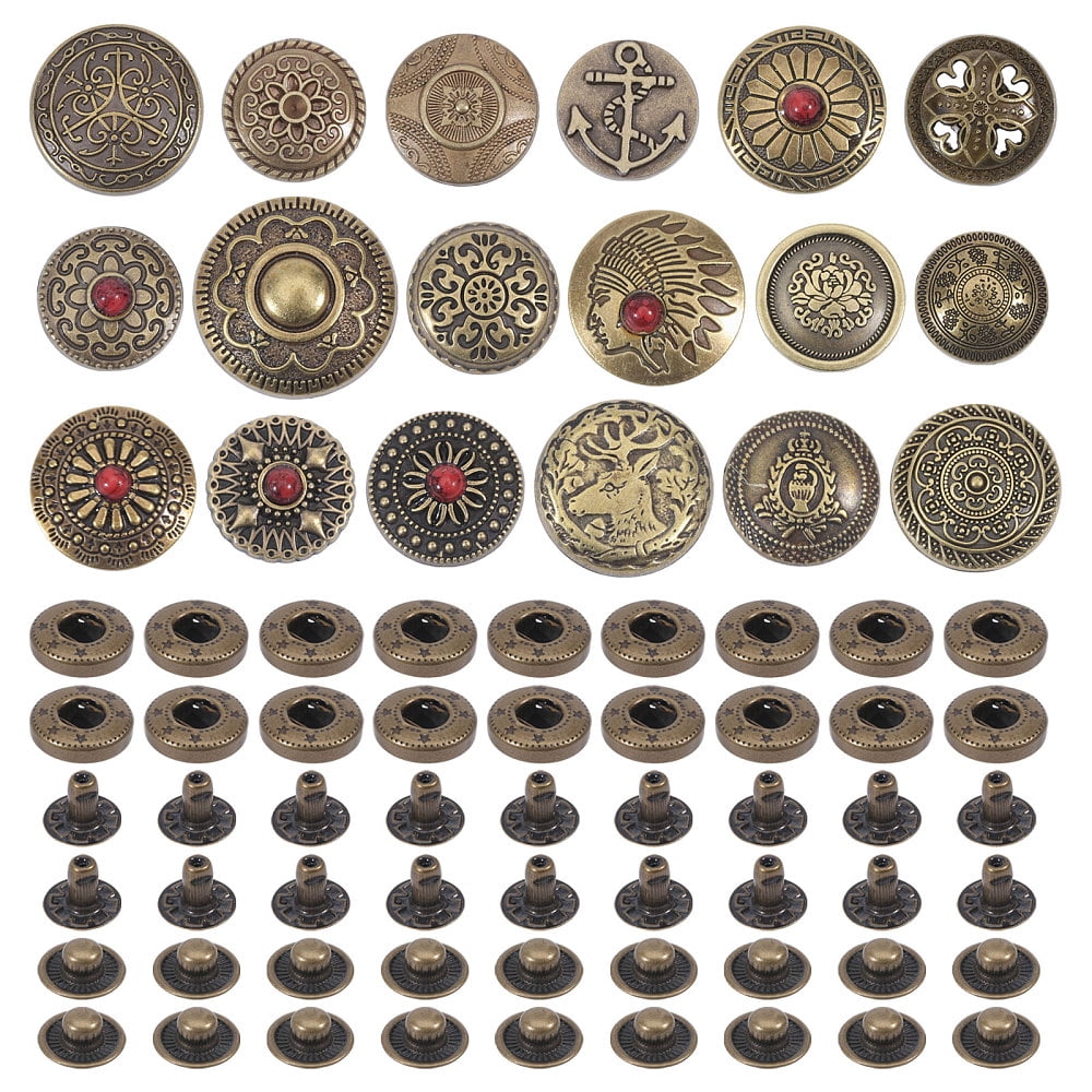 18 Sets 18 Styles Fasteners Snaps Alloy Brass Snap Buttons for Wallet ...