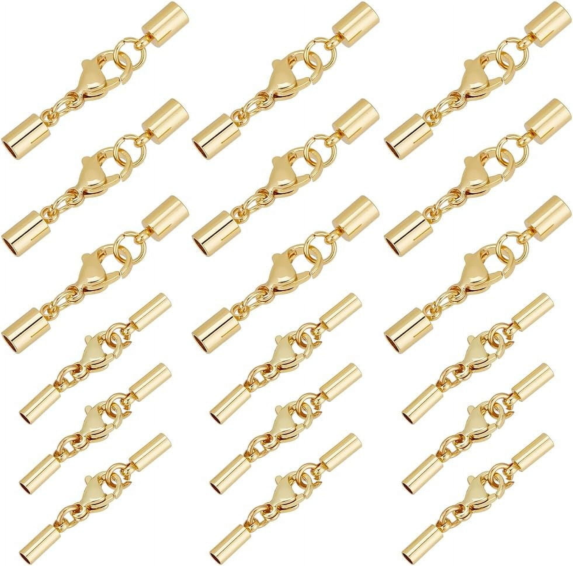 18 Sets 2/3mm Hole Lobster Claw Clasps with Cord Ends 304 Stainless ...