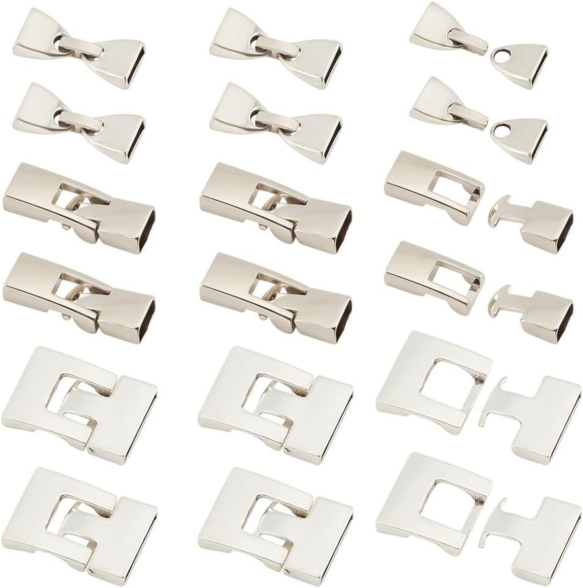 18 Sets Bracelet Buckles Clasps 3 Styles Leather Cord End Clasp Flat ...