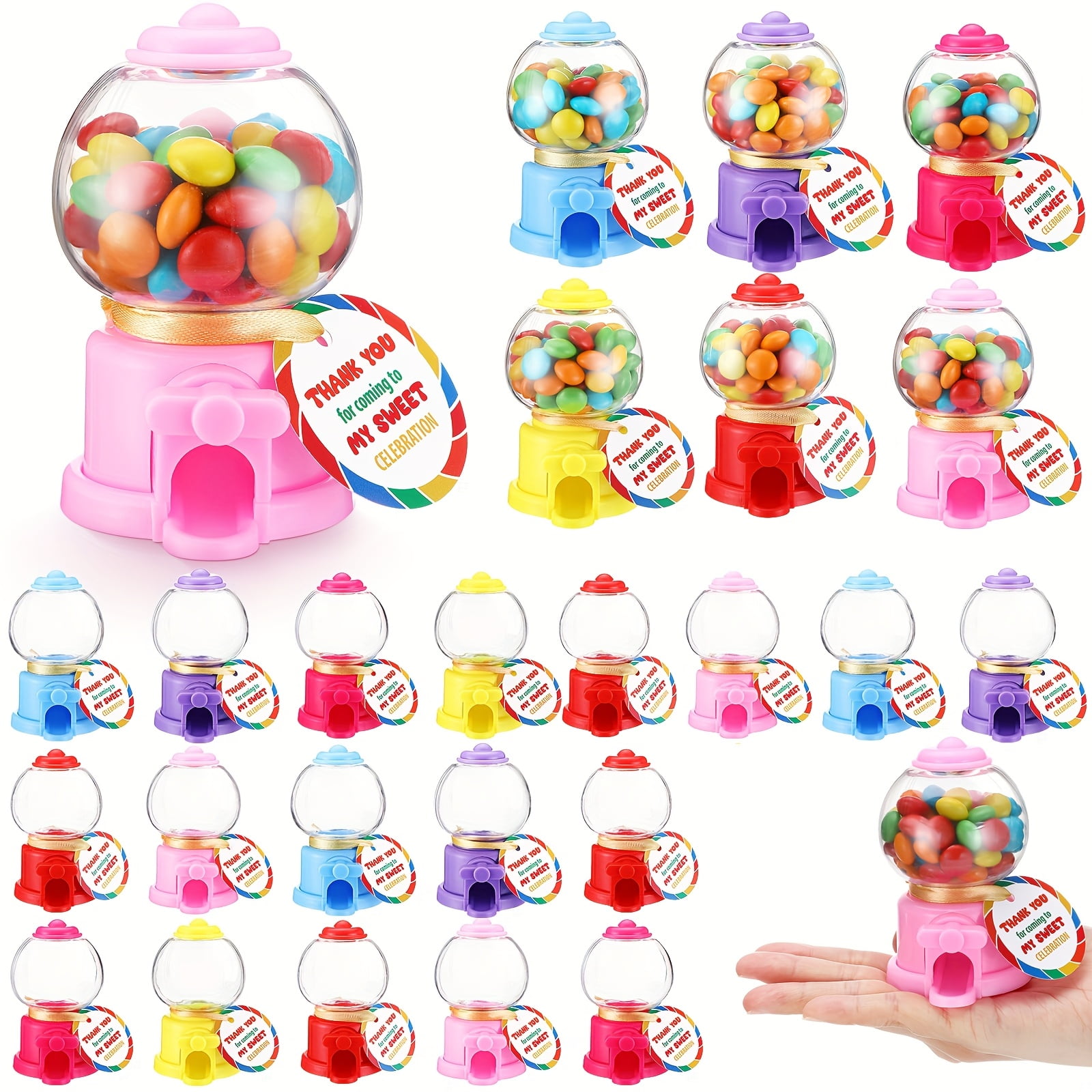 18 Sets Candy Dispenser, Mini Gumball Machine, Gumball Machine for Kids ...