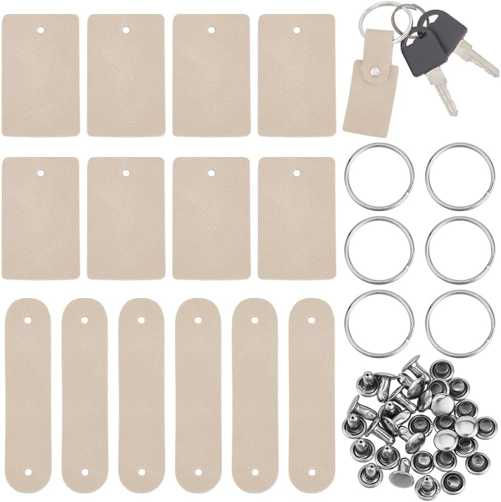 18 Sets DIY Leather Keychain Making Kits Genuine Leather Keychain Kit ...