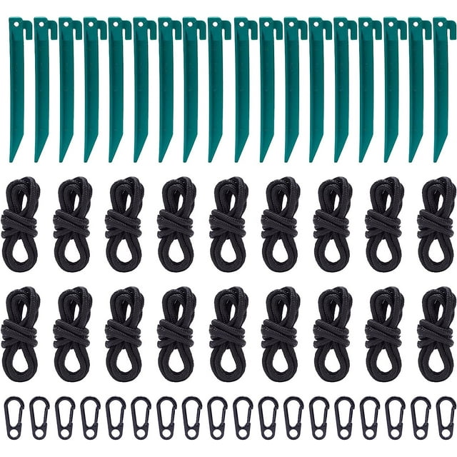 18 Sets Landscape Edging Stakes Tent Pegs Spikes with Spring Gate Rings ...