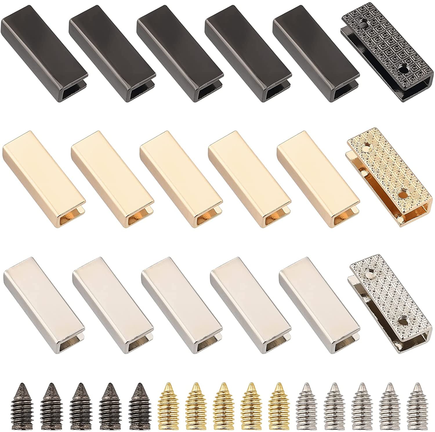 18 Sets Metal Belt Tip with Screws 1 Inch Long Bag Decorative Buckles ...