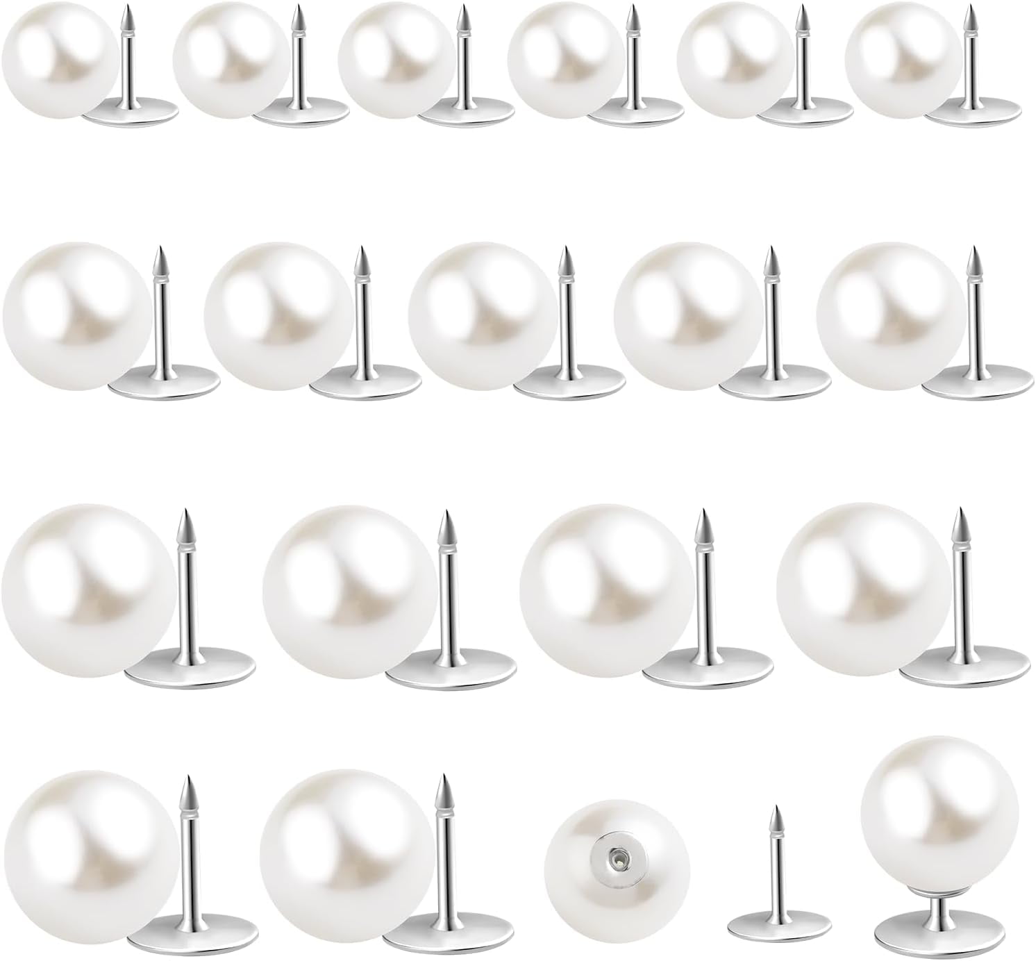18 Sets No Sew Pearls Decorative Replace Buttons Brooch Pearl Pins ...