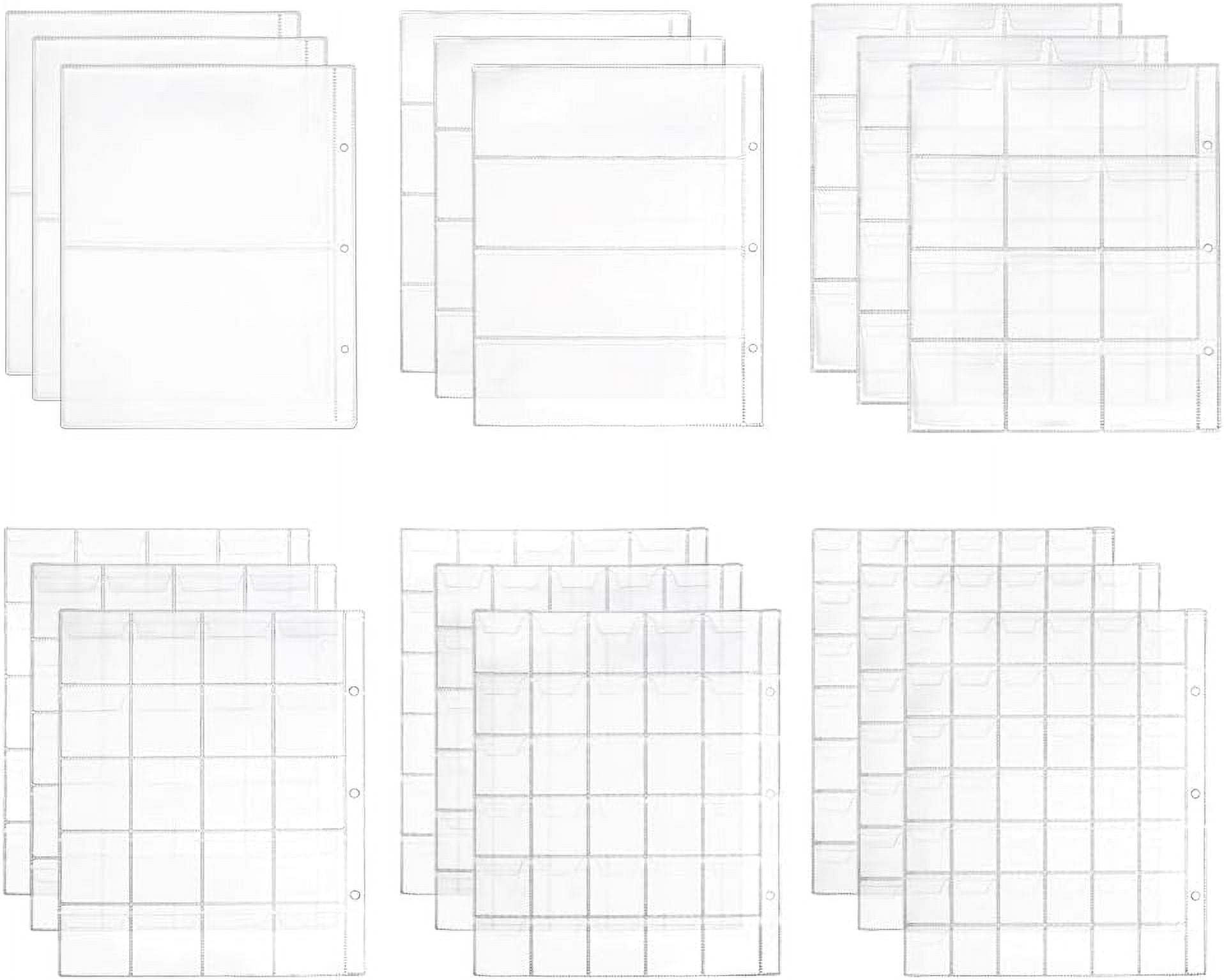 18 Sheet 6 Size Coin Stamp Collection Pages Plastic Coin Holders Sheet ...