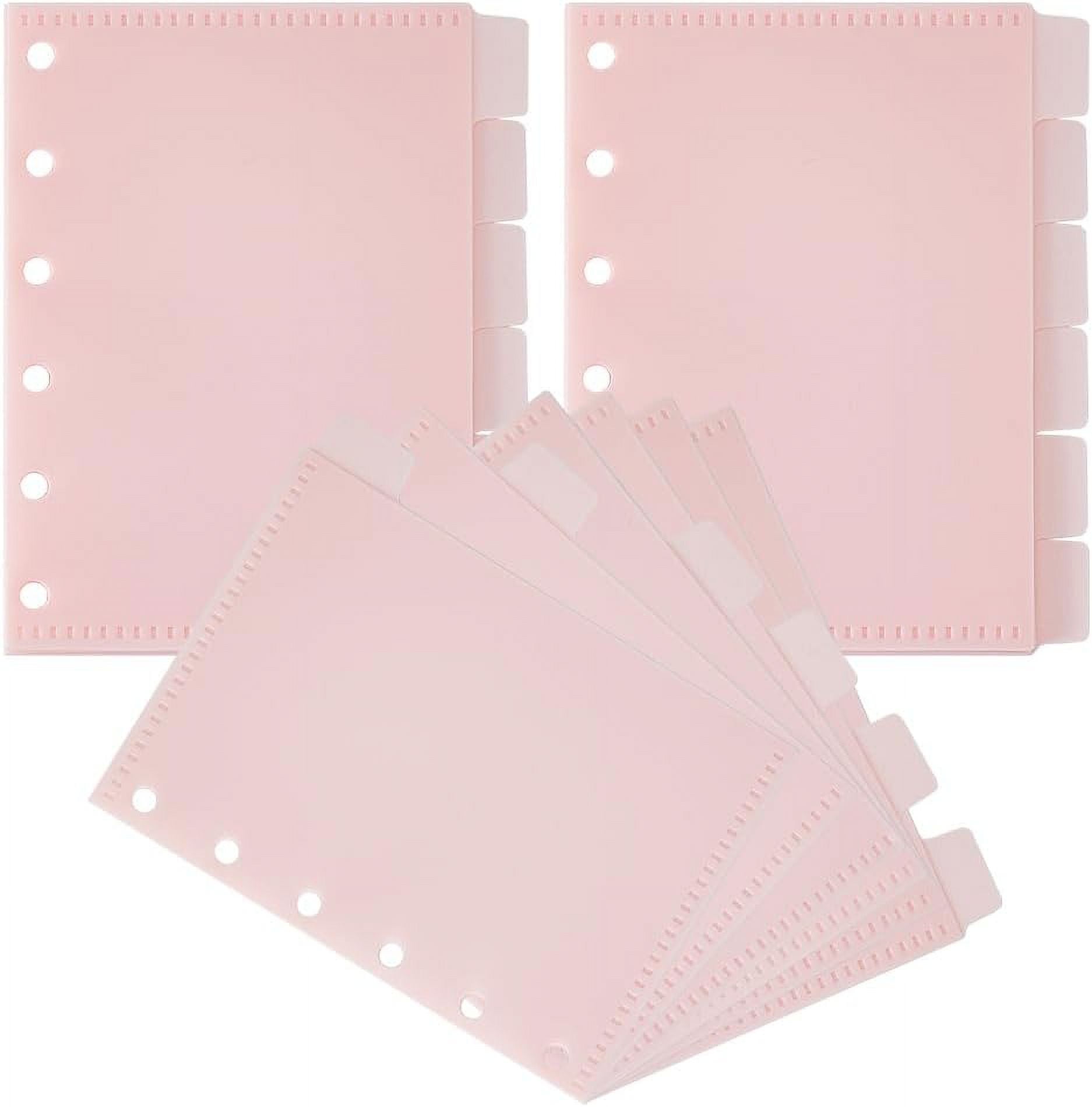 18 Sheets A7 Binder Pockets 4.48x3.58inch Pink 6-Ring Loose-Leaf Notebook Refills Waterproof ...