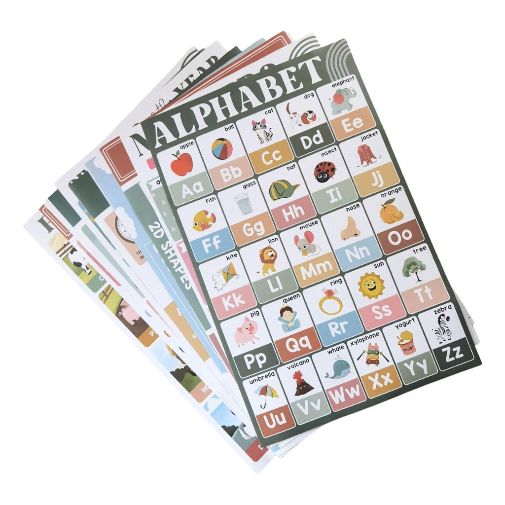 18 Sheets Adhesive Educational Posters For Toddler Early Learning Home ...
