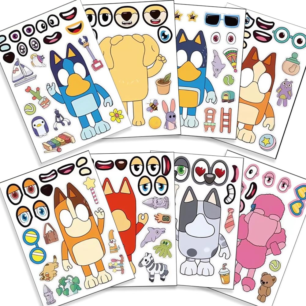 18 Sheets Make a GP27 Face Stickers for Kids,Cartoon Sticker,Make Your ...
