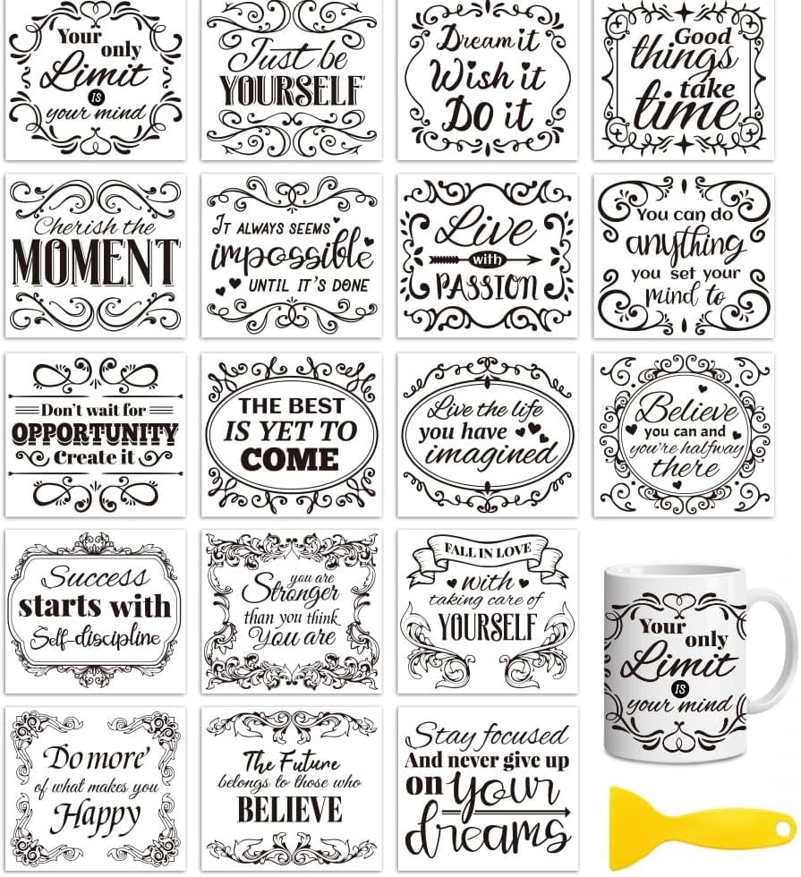 18 Sheets Rub On Transfers for Crafts Cold Transfers Stickers for Wood ...