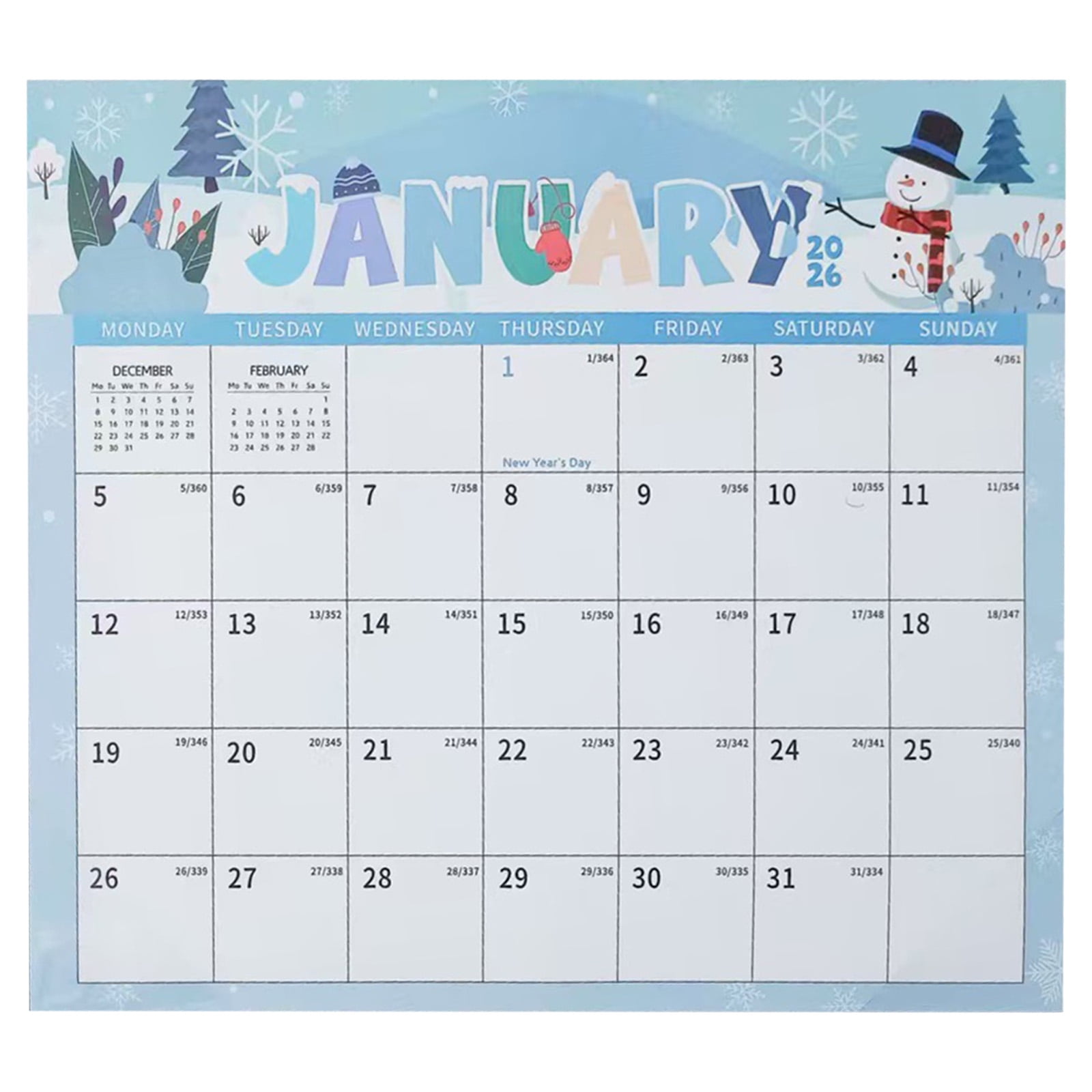 18 Sheets Year Calendar Wall Full Year Wall Calendar 2026 Yearly Wall ...